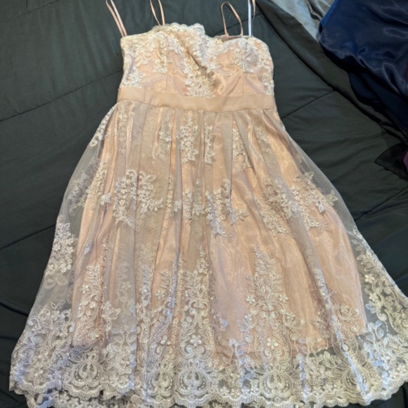 Dresses | Lace Over Lay Light Pink Dress | Poshmark